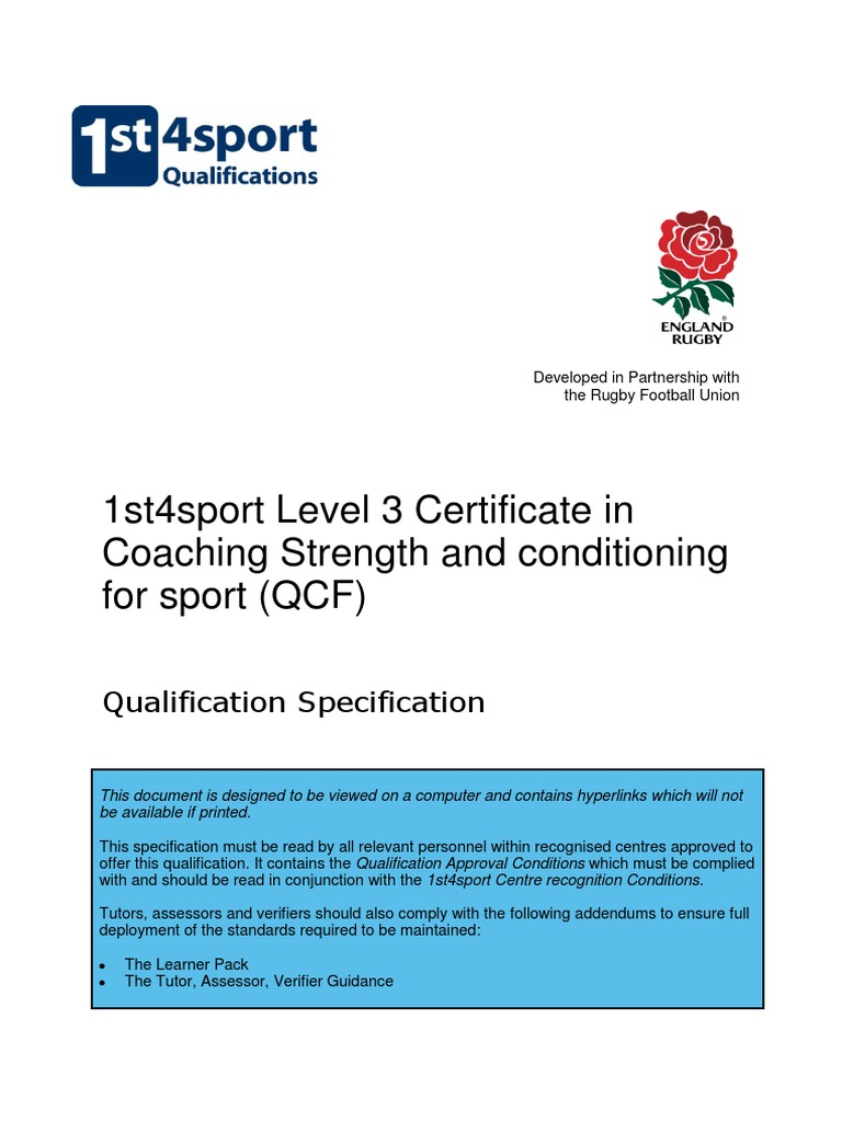 L3 Certificate in Coaching Strength and Conditioning For Sport (QCF) QS ...
