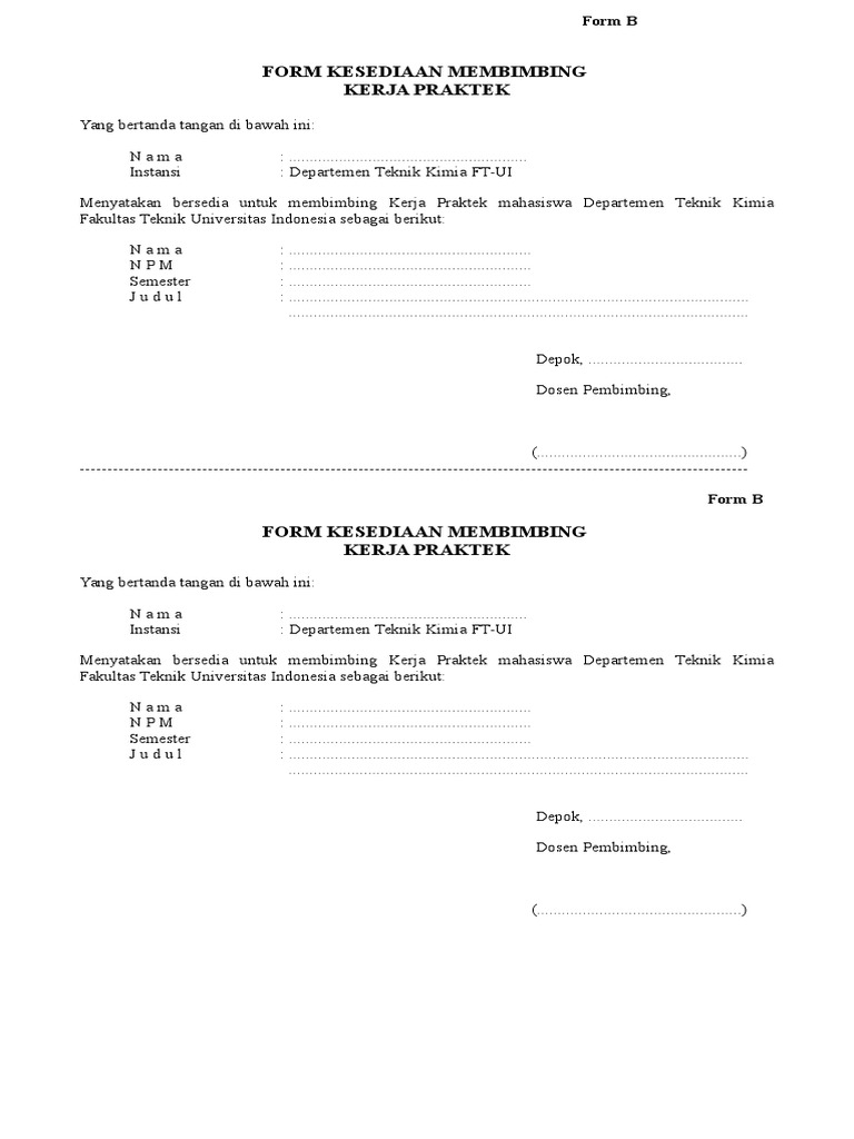 Formulir Form Kerja Praktek | PDF