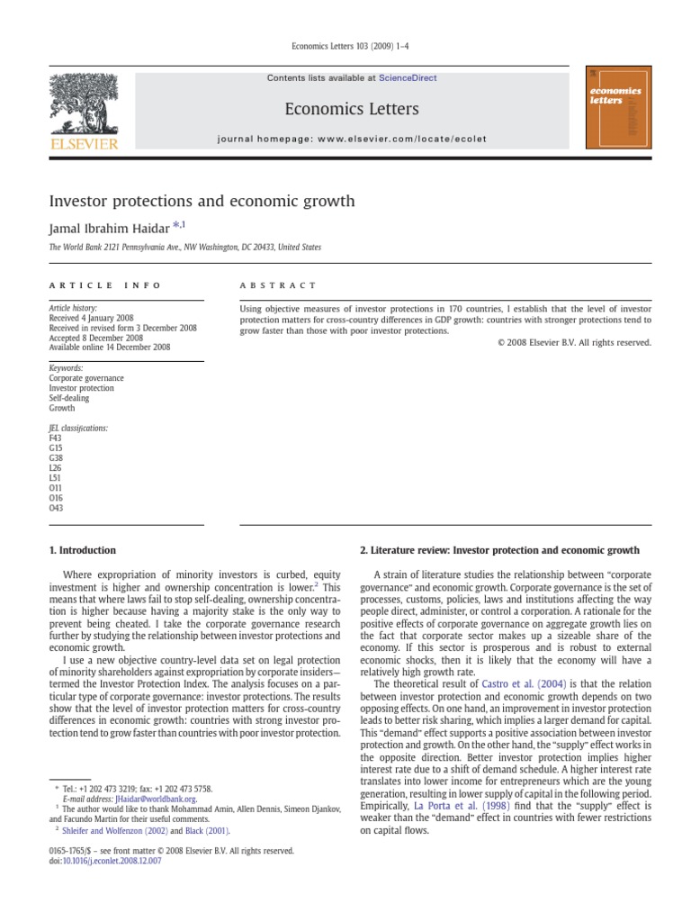 Economics Letters: Jamal Ibrahim Haidar | PDF | Corporate Governance ...