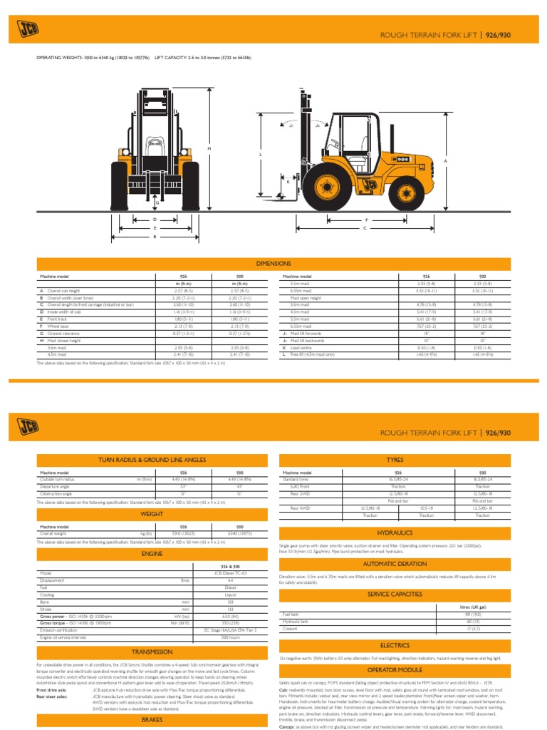 JCB 926 | PDF | Transmission (Mechanics) | Horsepower
