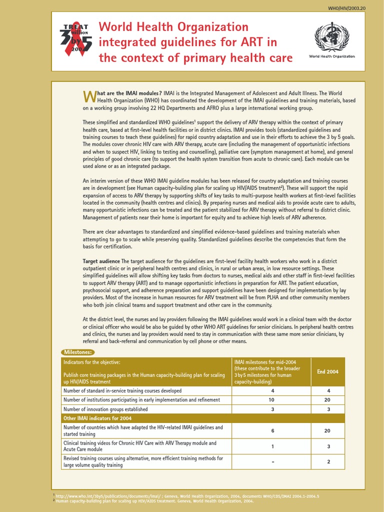 Who Hiv 2003.20 | PDF | Management Of Hiv/Aids | Hiv/Aids