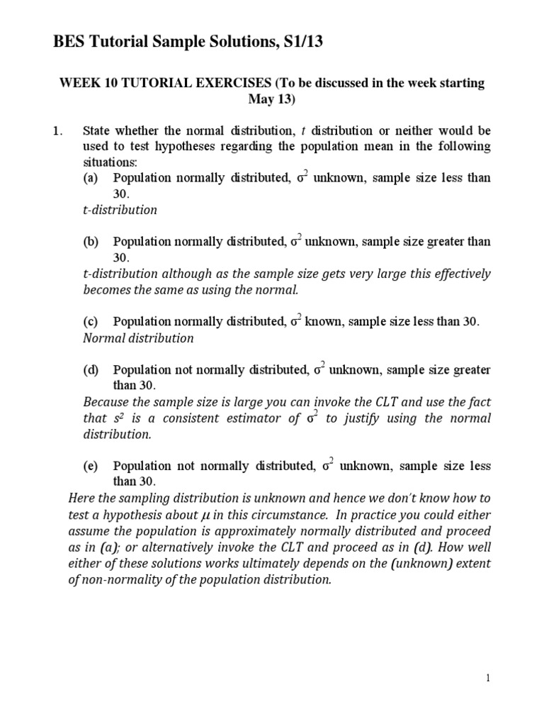 ECON1203 HW Solution Week10 | PDF | Normal Distribution | Confidence ...