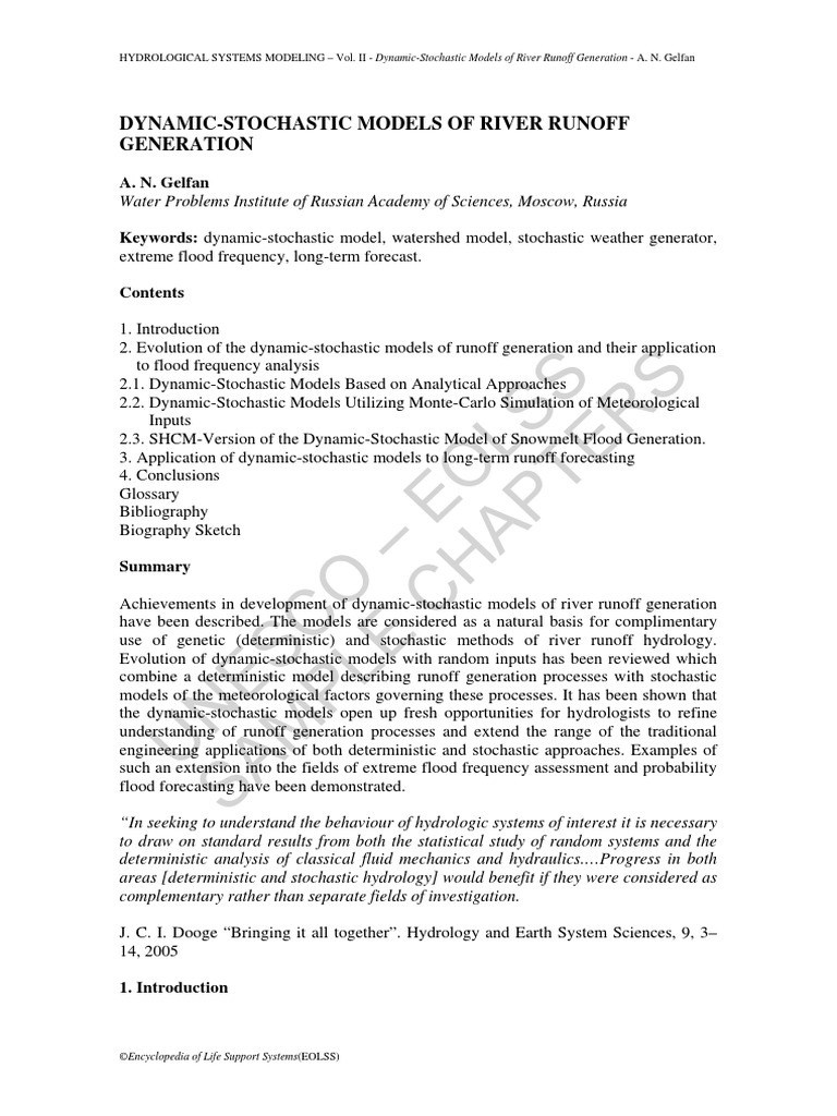 Deterministic Pdf Pdf Flood Hydrology