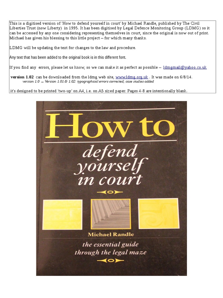 Self-Defense in Court Guide | PDF | Bail | Arrest