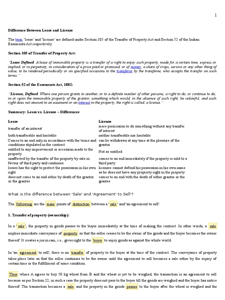 Lease vs. License: Key Differences | PDF | Conveyancing | Lease