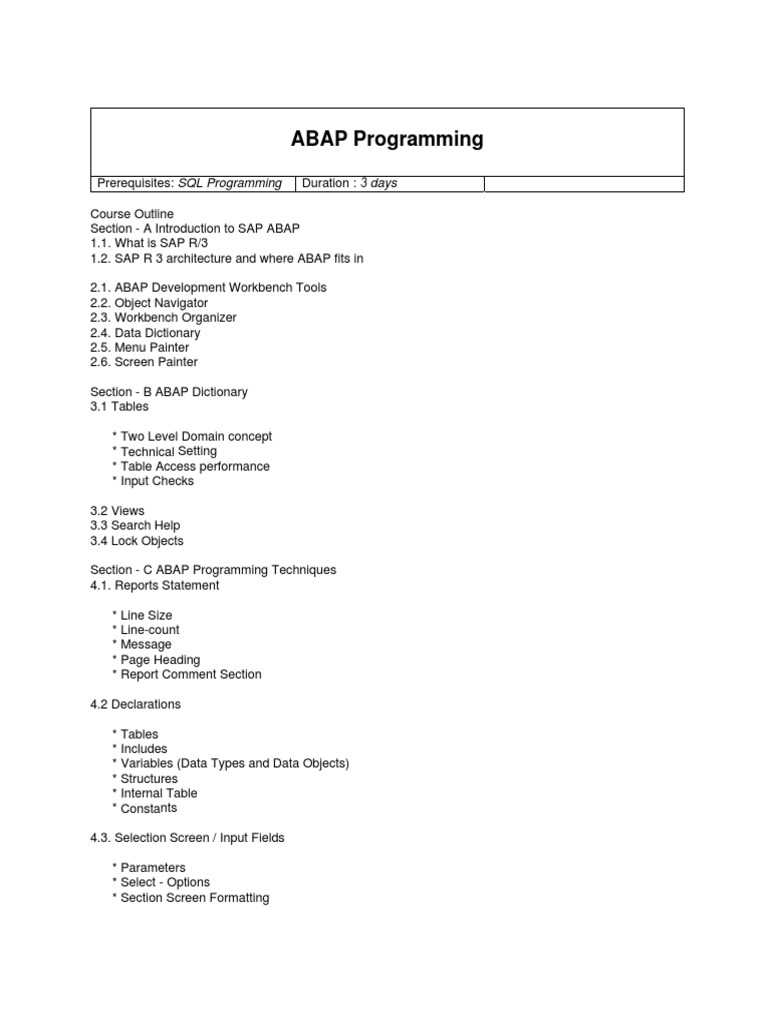Sap Abap Programming Pdf Computer Programming Software Engineering 1501