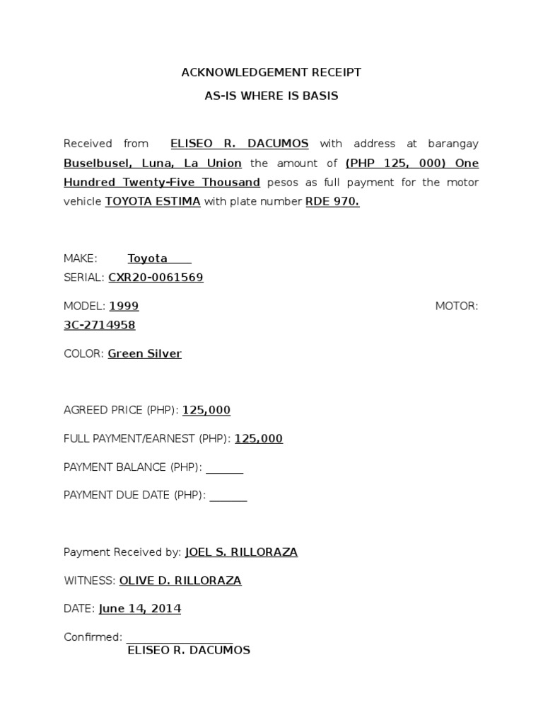 Toyota Receipt | PDF