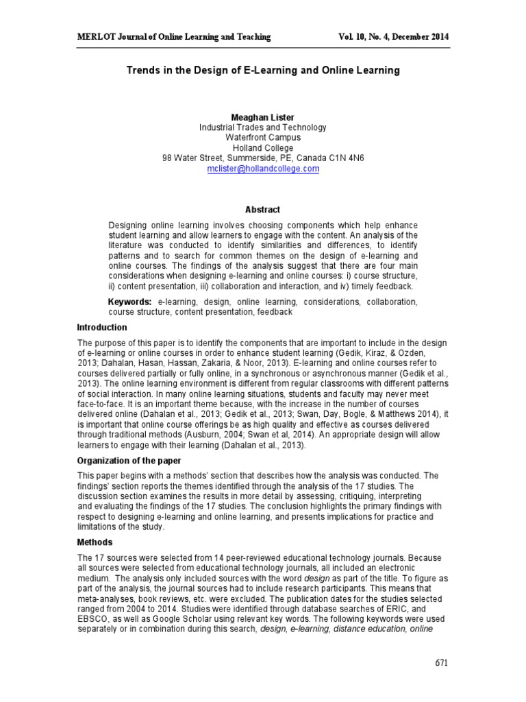 Trends in The Design of E-Learning and Online Learning | PDF ...