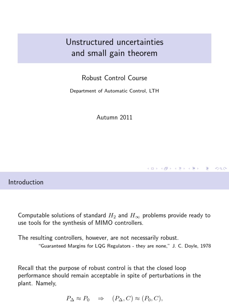Robust Control & Small Gain Theorem | PDF | Stability Theory | Control Theory