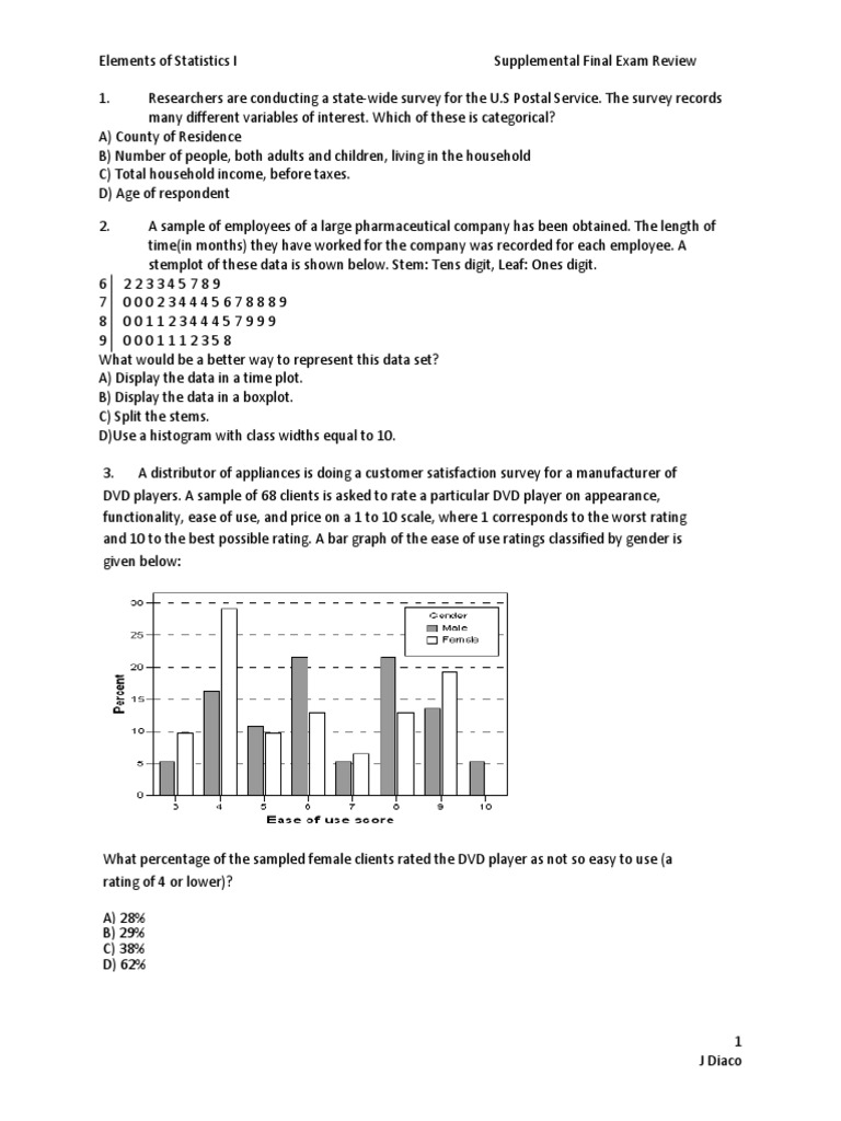 Statistics Exam Review Guide | PDF | Normal Distribution | Standard Score