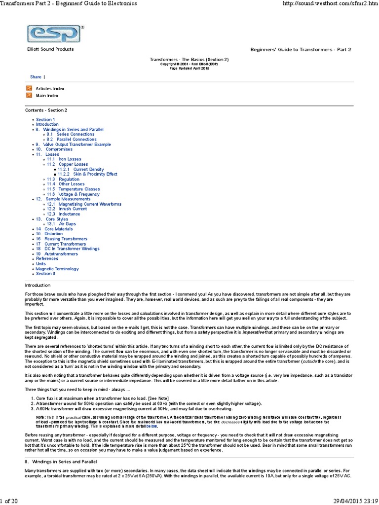 Transformers Part 2 - Beginners' Guide To Electronics PDF | PDF ...