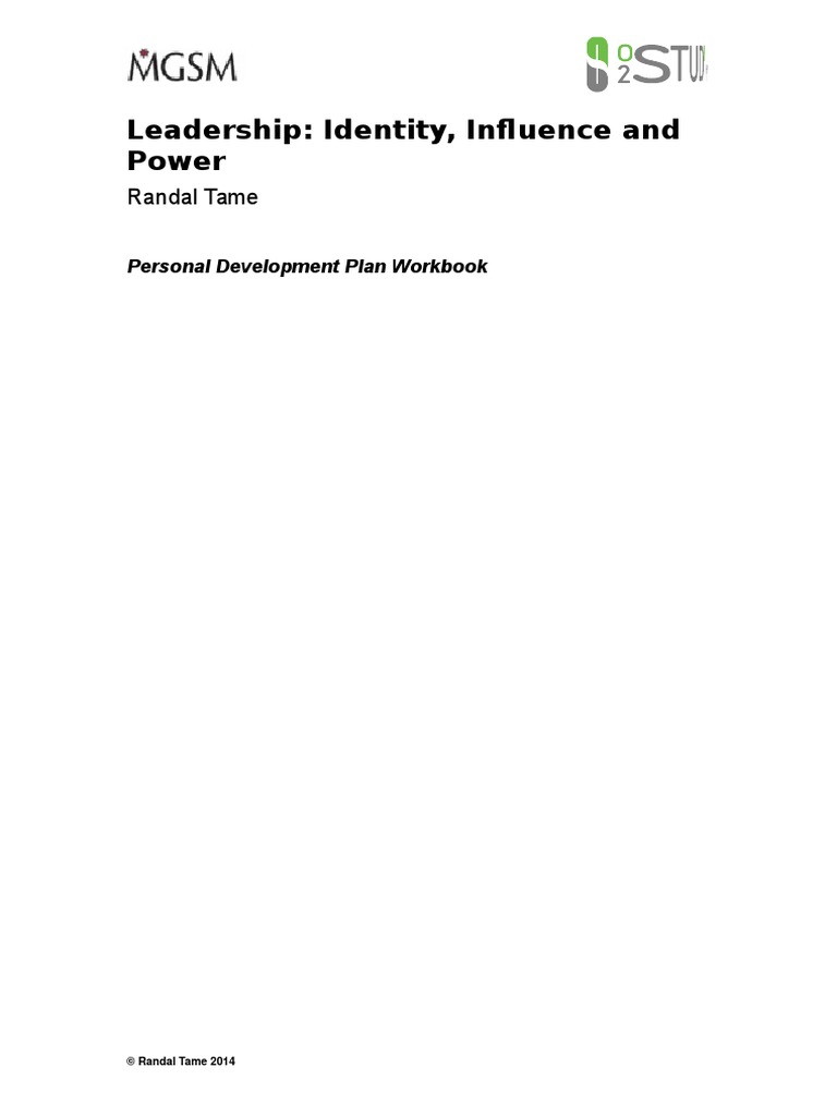 Personal Development Plan Workbook | PDF | Leadership | Learning
