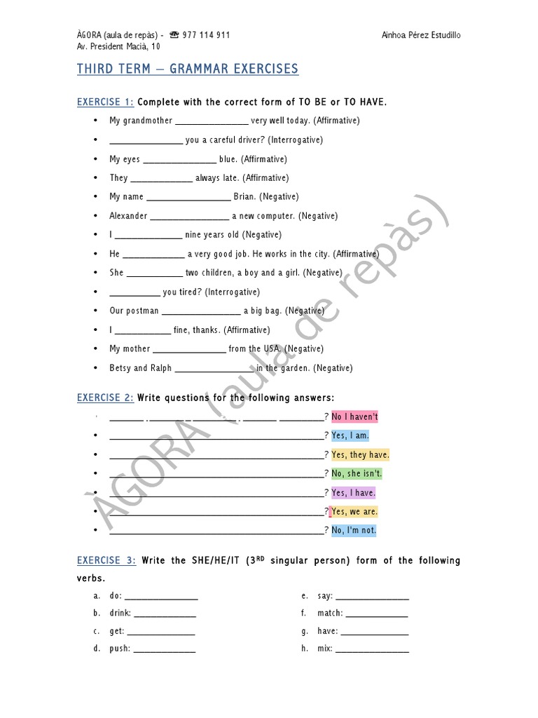 English Grammar Exercises | PDF | Linguistic Typology | Grammar
