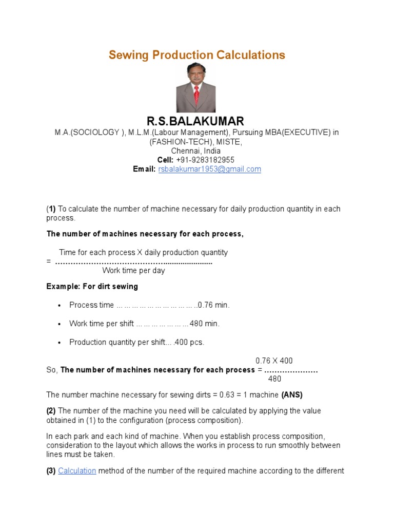 Sewing Machine Calculation Guide | PDF | Computing | Areas Of Computer ...