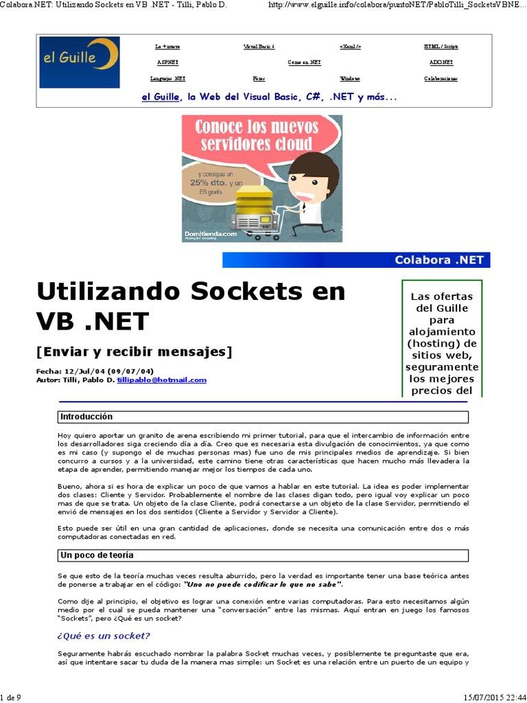 Sockets en VB .NET: Tutorial Básico | PDF | Zócalo de red | Servidor web
