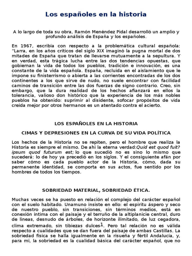 Origen y carácter de los españoles | PDF | España | Verdad