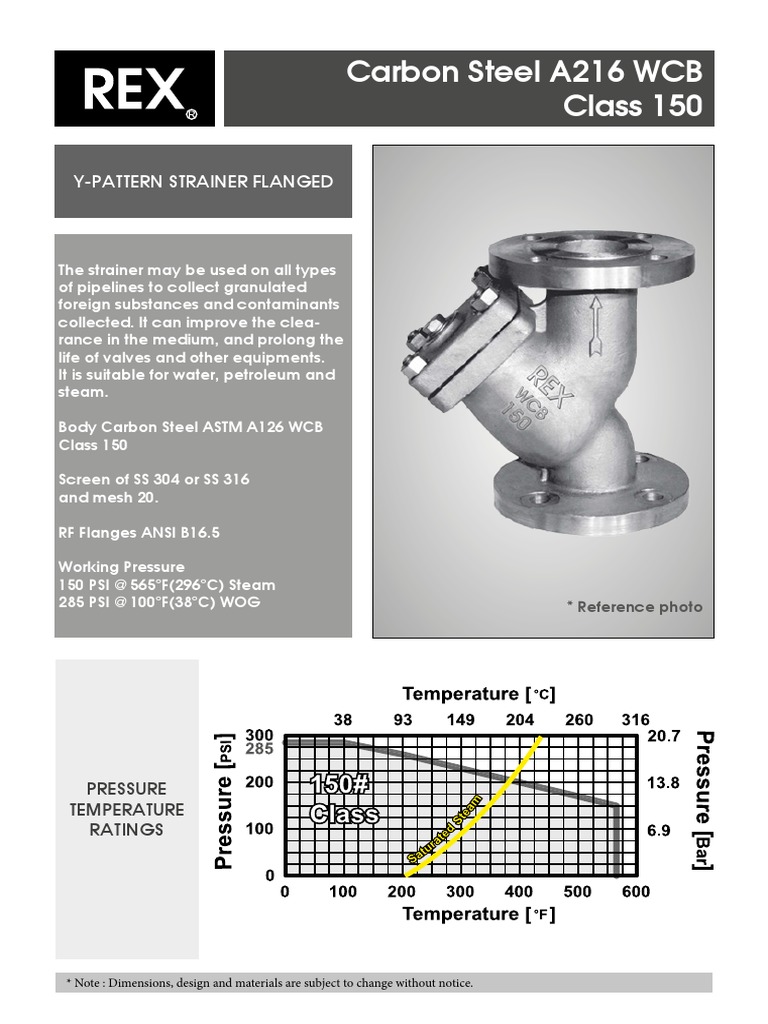 Carbon Steel A216 WCB Class 150: Y-Pattern Strainer Flanged | PDF
