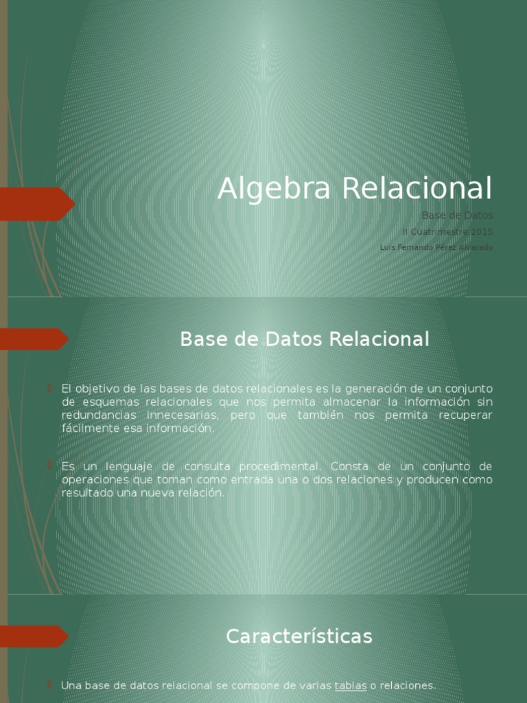 Algebra Relacional BASE DATOS | PDF | Base de datos relacional ...