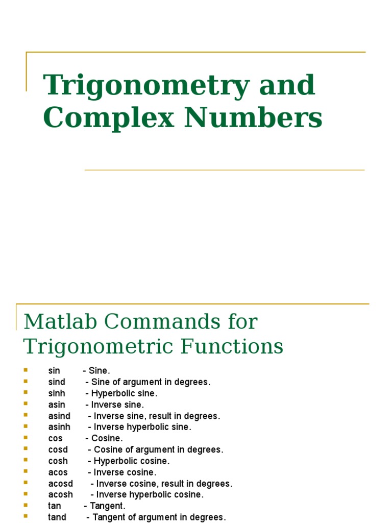 Trigonometry and Complex Numbers | PDF | Trigonometric Functions | Complex Number