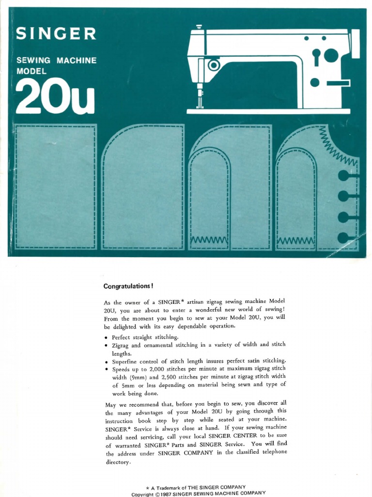 Singer 20 U Manual | PDF | Sewing Machine | Seam (Sewing)