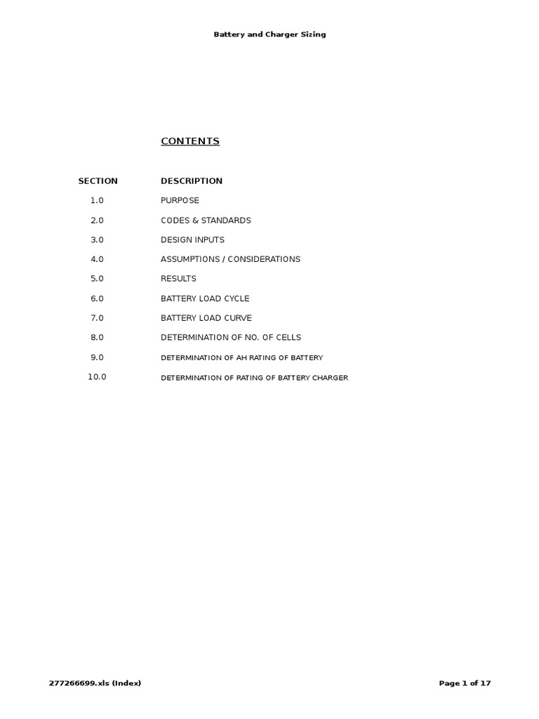 Battery Sizing-Template | PDF | Battery Charger | Battery (Electricity)