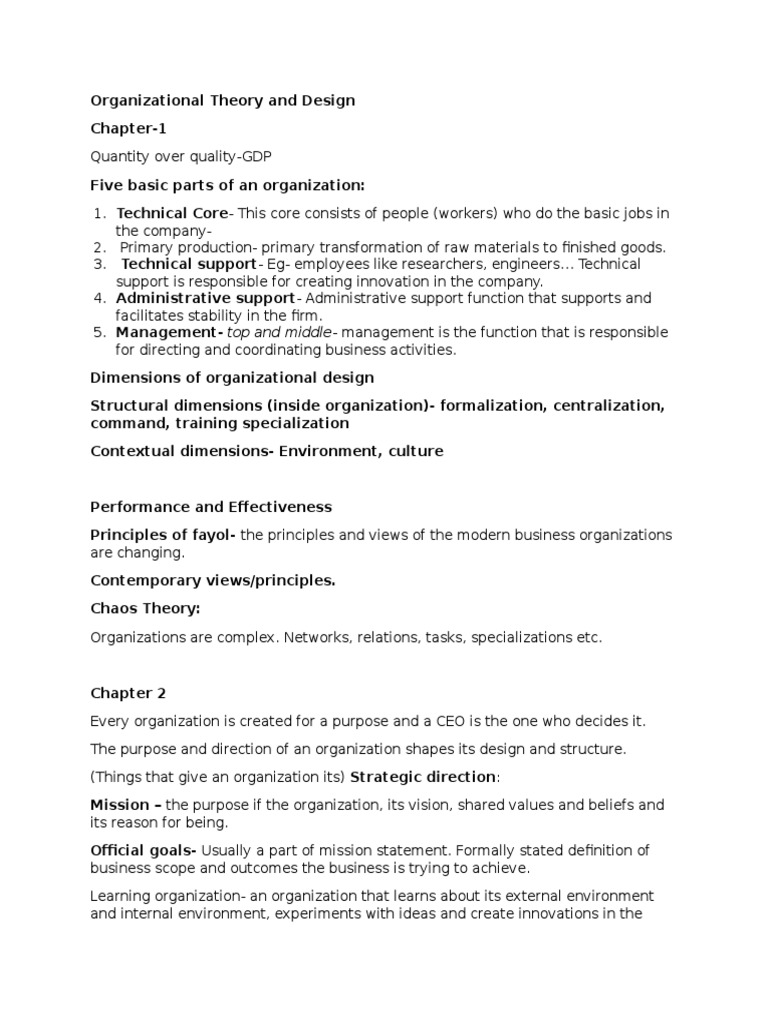 Organizational Theory and Design | PDF | Strategic Management ...