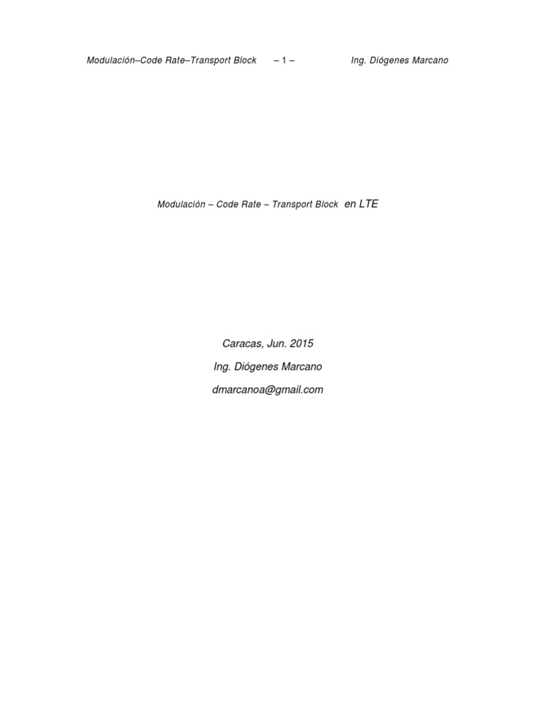LTE Modulacion - Code Rate Transport Block | PDF | Modulación | Poco