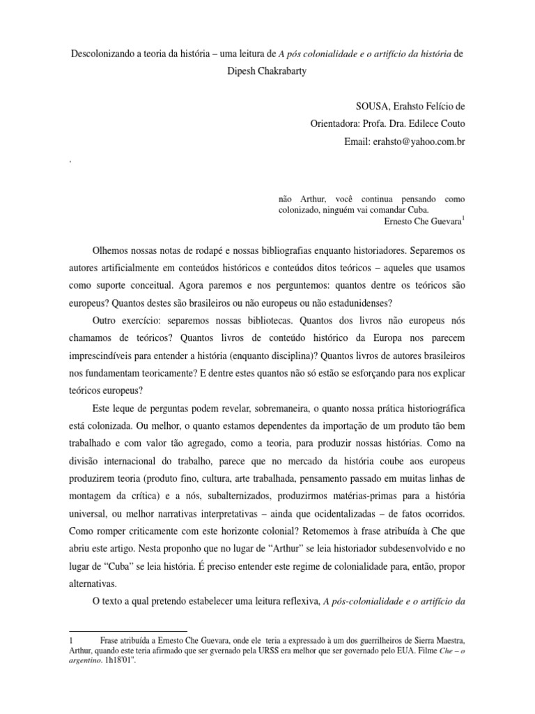 A Colonialidade Da História | PDF | Science | Historiografia