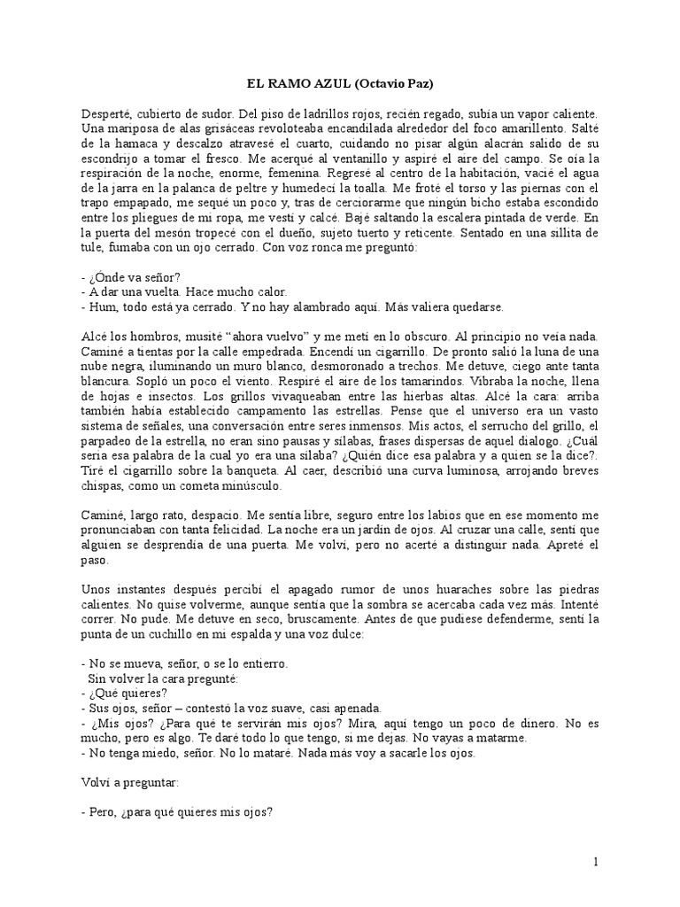 El Ramo Azul: Cuento de Octavio Paz | PDF | Naturaleza