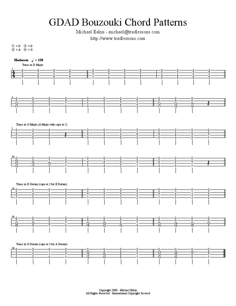 GDAD Bouzouki Chord Patterns | PDF | String Instruments | Necked Lutes