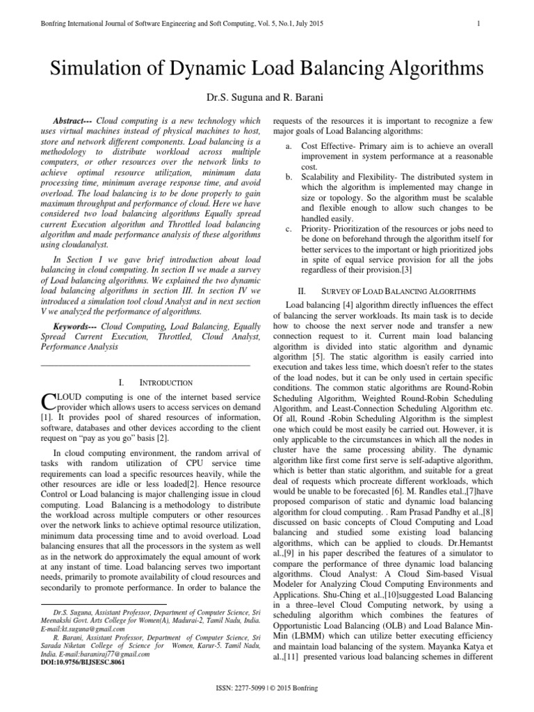 Simulation of Dynamic Load Balancing Algorithms | PDF | Load Balancing ...