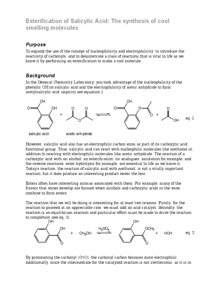 Esterification Salicylic Acid | Ester | Chemical Reactions