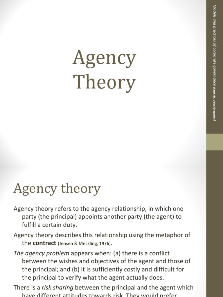 Lecture 2 - Agency Theory | PDF | Law Of Agency | Corporate Governance