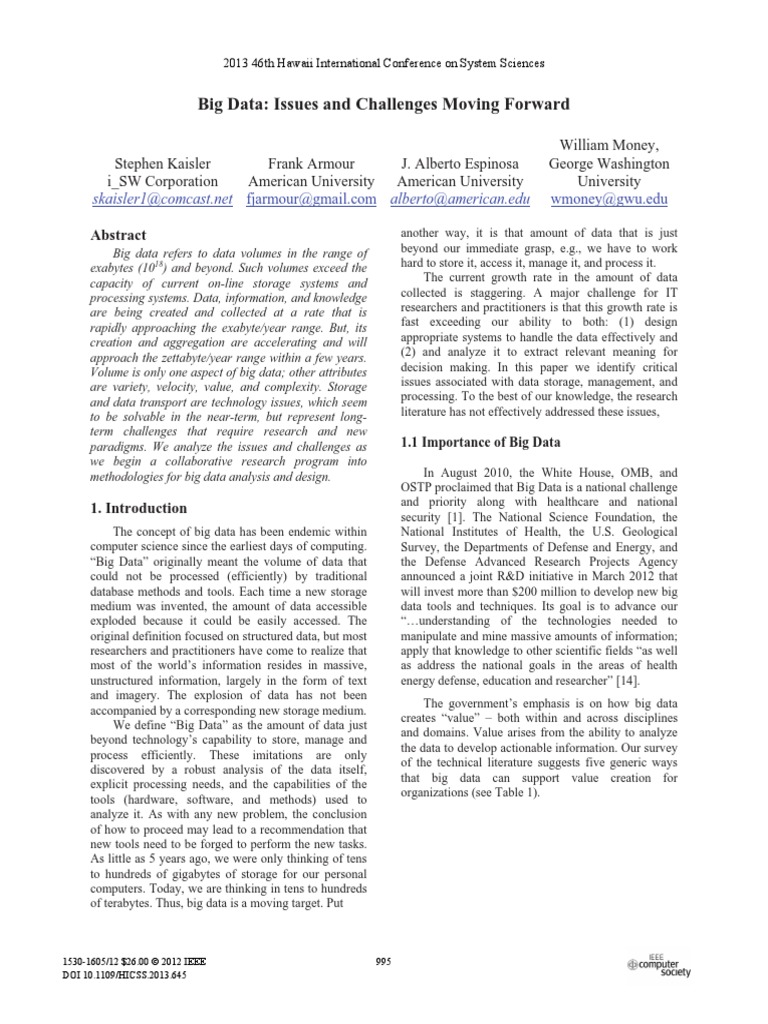Kaisler2013 - Big Data - Issues and Challenges Moving Forward | PDF ...