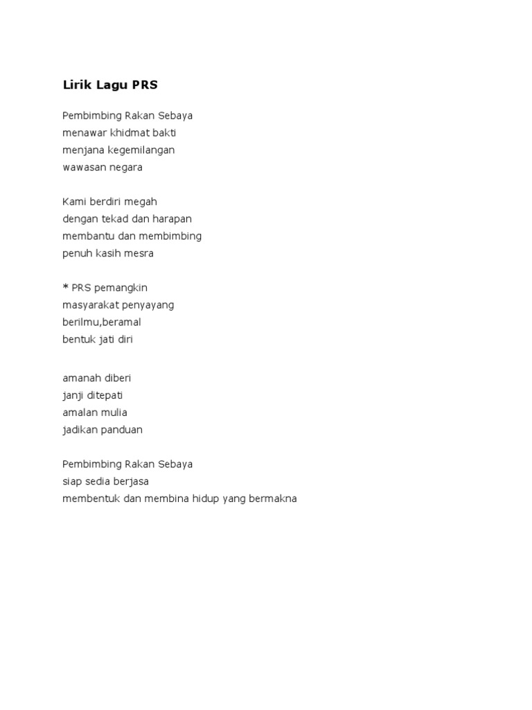 Lirik Lagu PRS | PDF
