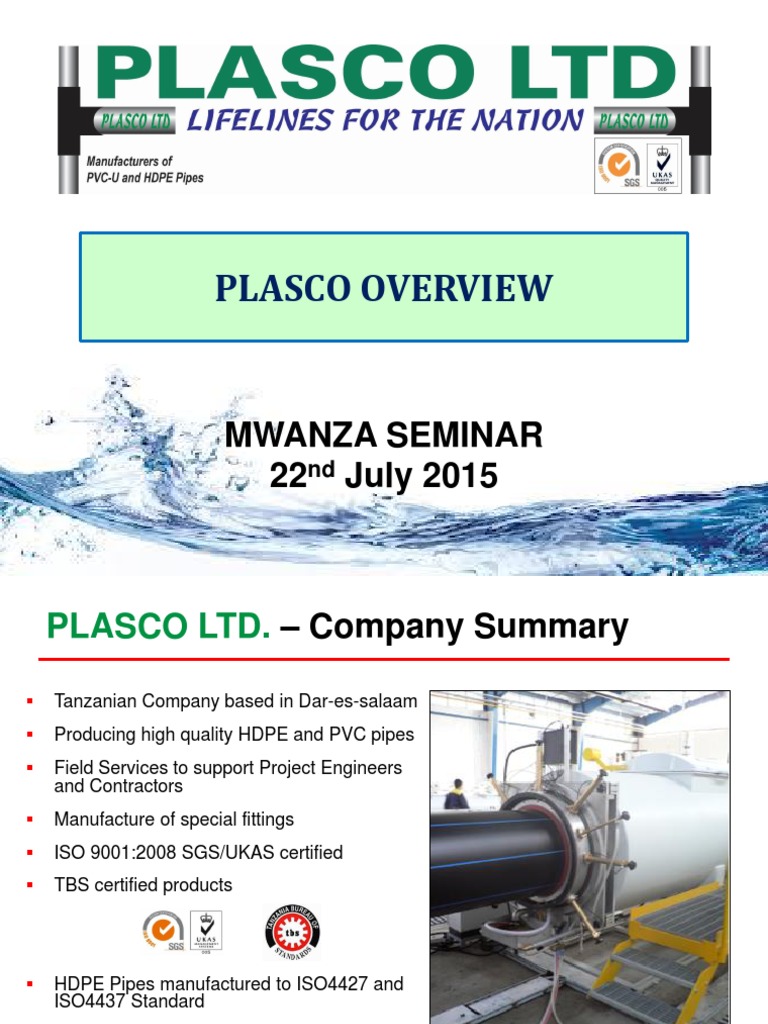 Plasco Overview by Plasco LTD - Mwanza Presentations | PDF | Pipe ...
