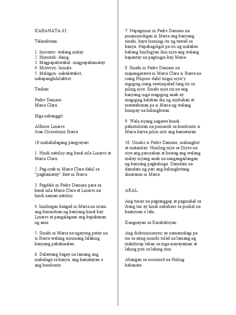 KABANATA 63 Talasalitaan: 1. Inosente - Walang Malay | PDF
