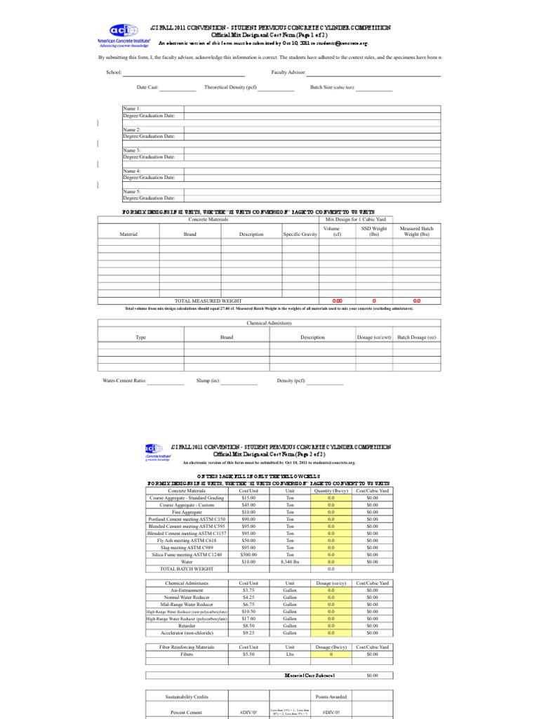Official Mixture Design Spreadsheet | PDF