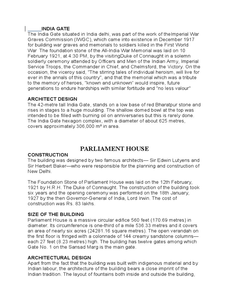 Parliament House: India Gate | PDF | Architectural Design | Architecture
