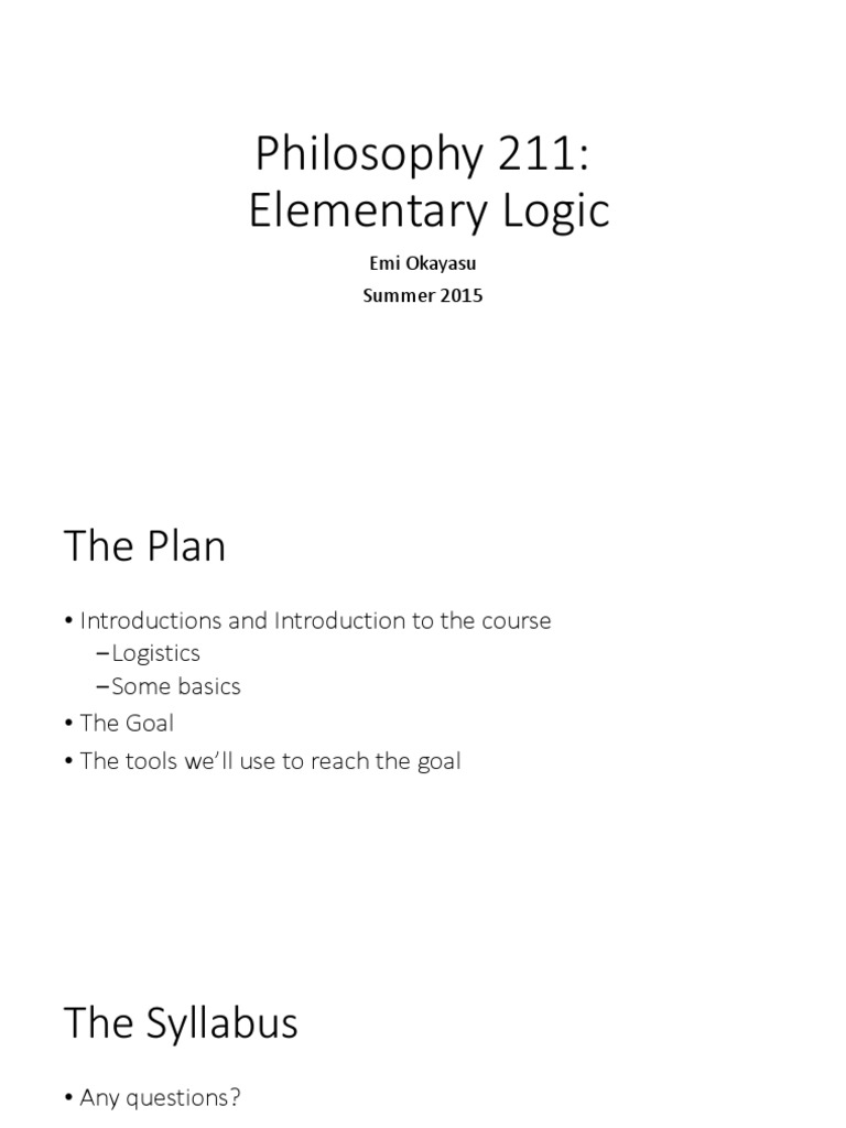 Introduction To Elementary Logic | PDF | Validity | Argument
