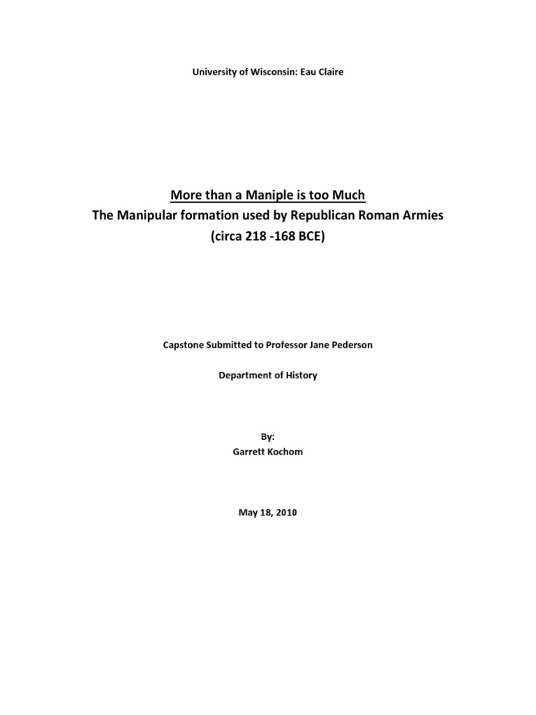 More Than A Maniple Is Too Much - The Manipular Formation Used by ...