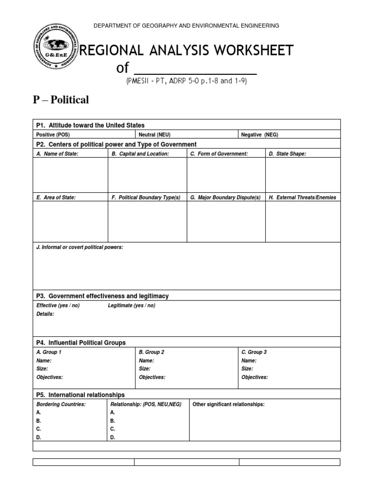 Regional Analysis Worksheet | PDF | Norm (Social) | Military