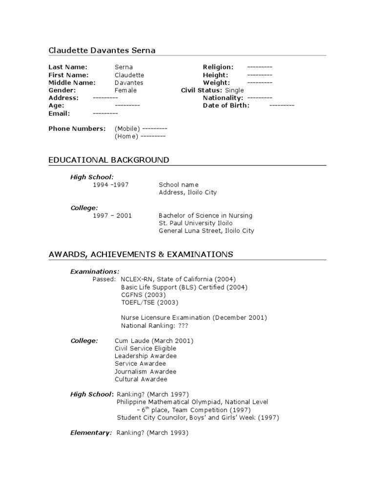 Claudette Serna: Nursing Profile & Achievements | PDF