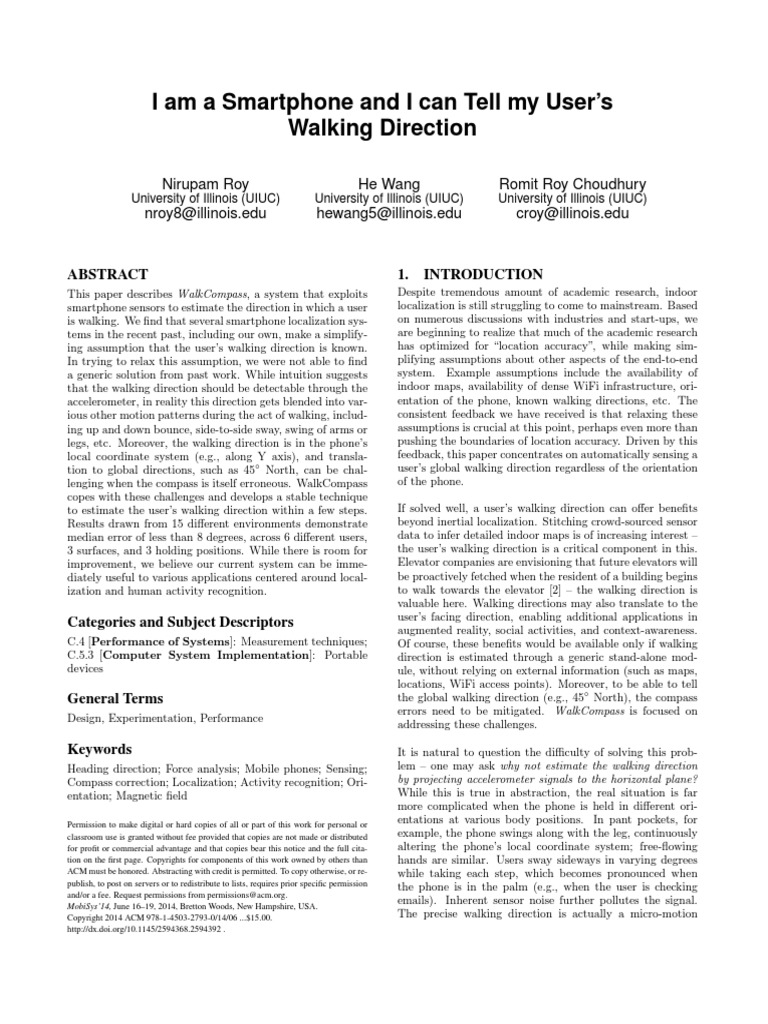 Walk Compass | PDF | Compass | Accelerometer