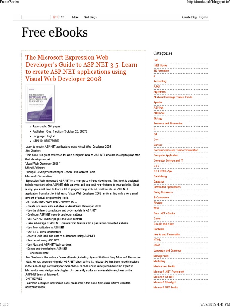 The Microsoft Expression Web Visual Web Developer 2008: Categories ...