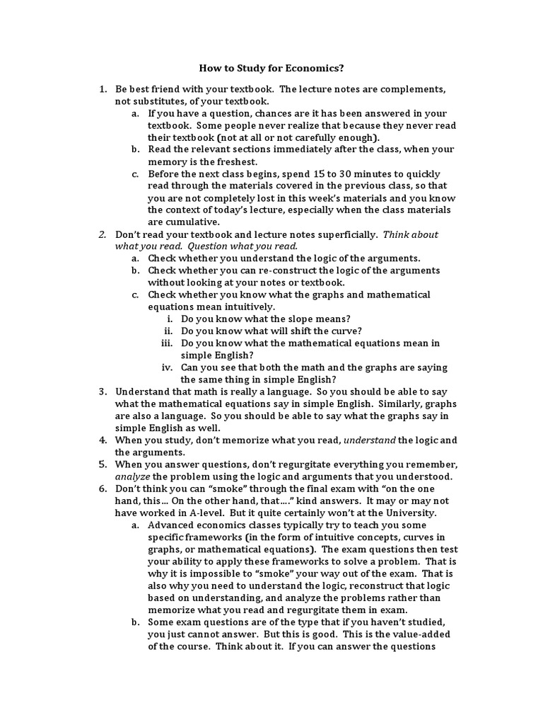 How To Study Economics | PDF