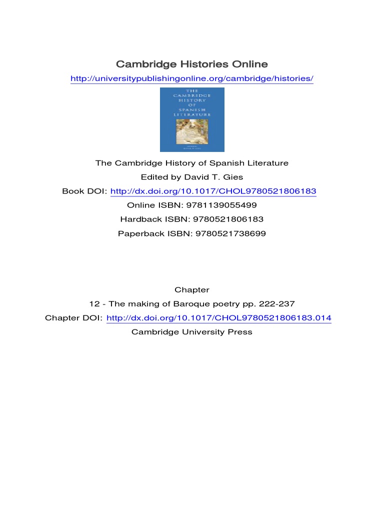 Cambridge Baroque | PDF | Poetry | Lyric Poetry