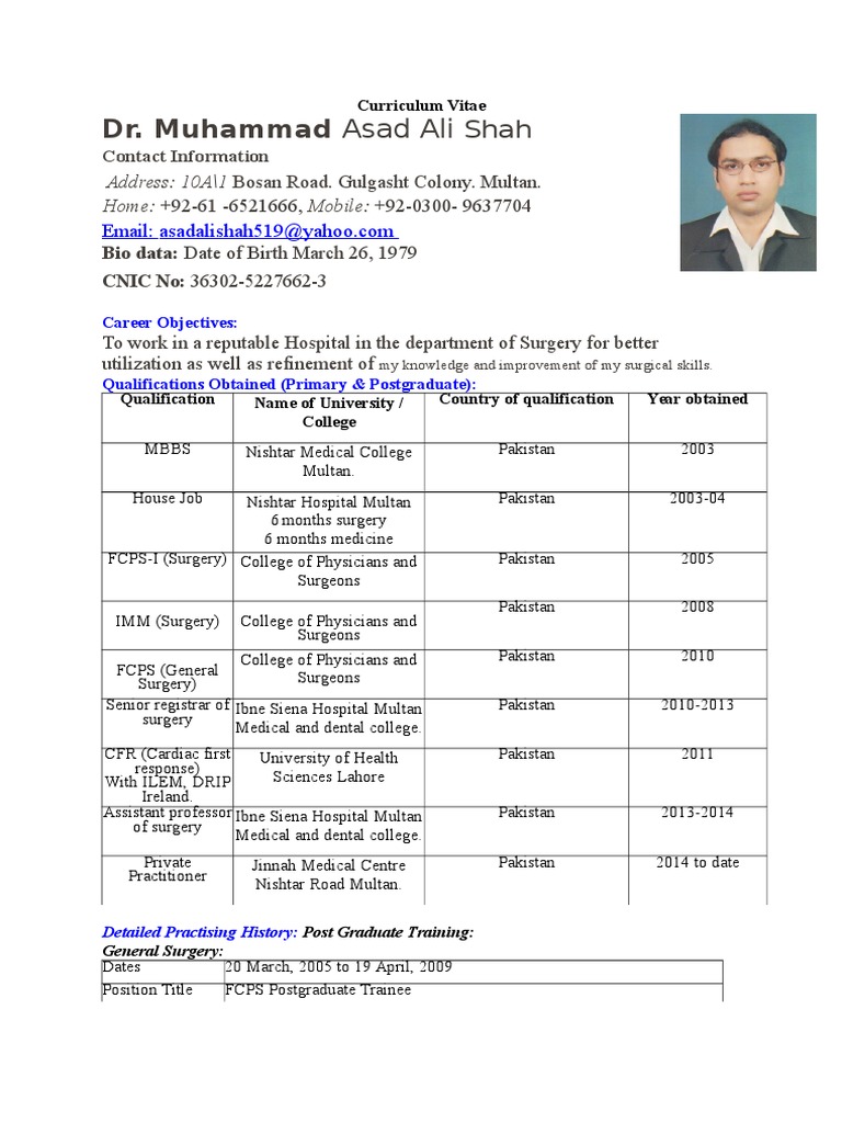 SAMPLE CV Workplace Doctors Web | PDF | Surgery | Physician