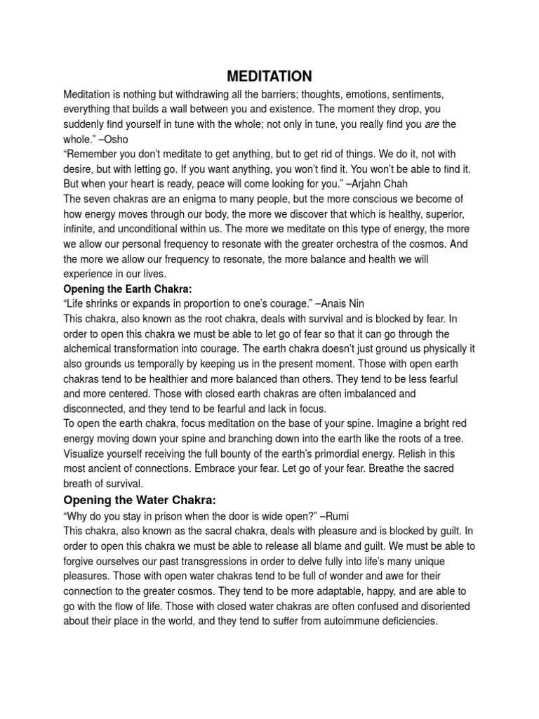 Unlocking Your Chakras Through Meditation | PDF
