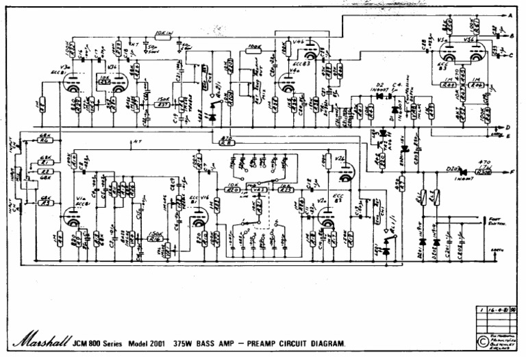 Marshall Jcm800 Bass Model 2001 375w Pre Amplifier Schematic | PDF ...